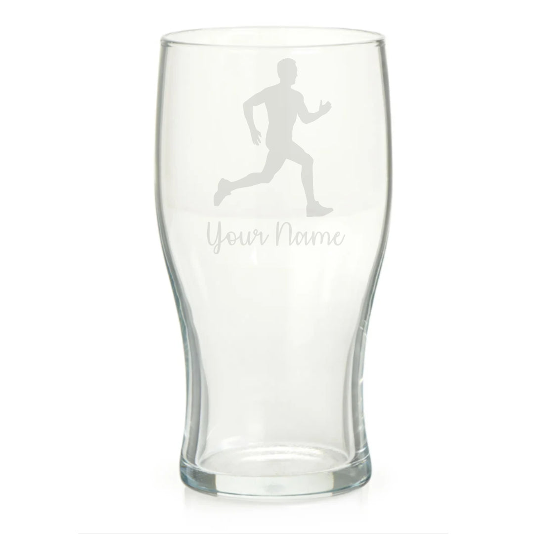 Personalised Male Runner Running Pint Glass – Signature Moments UK